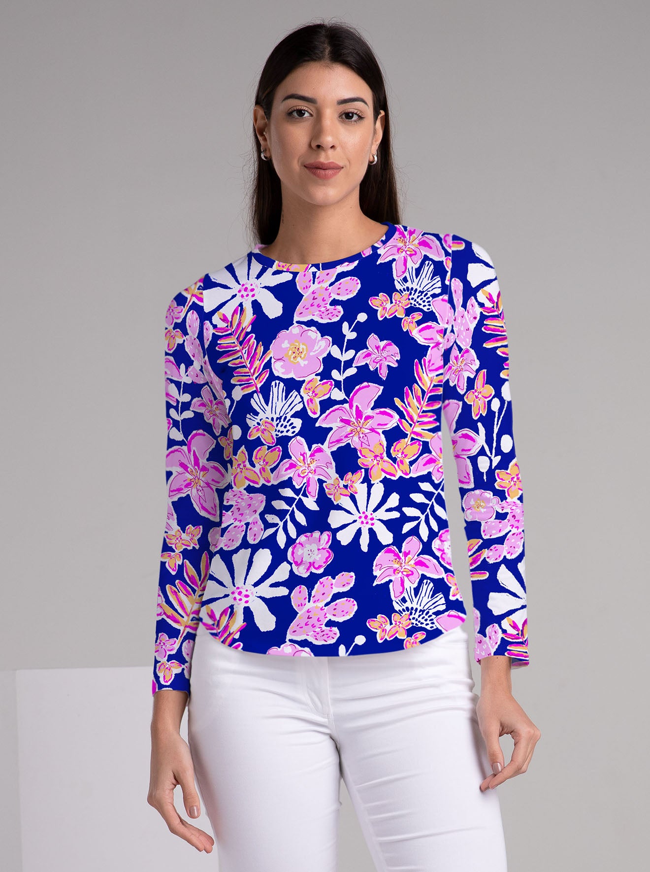 Paradise Island Print Cotton knit Full Sleeve Crew Neck Top – Rezobay